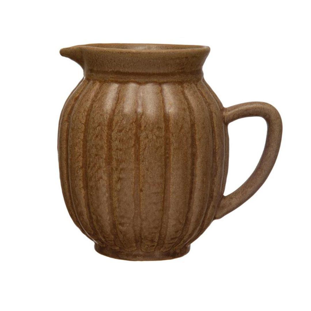 Serving Pitchers & Carafes - Reactive Glaze Fluted Pitcher // Butterscotch