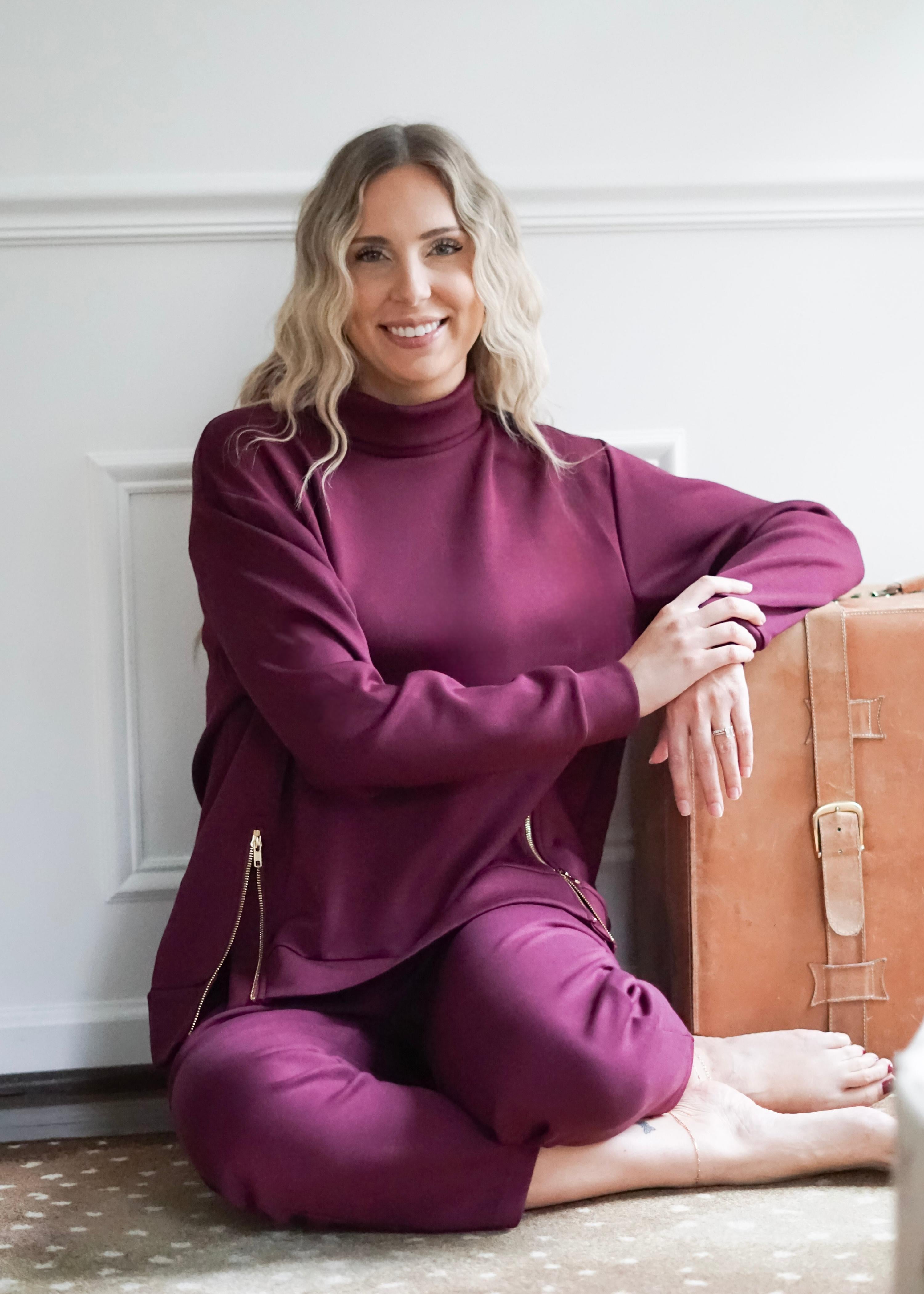 Eva Butter Modal Zipper Mock Neck // Port - Medium