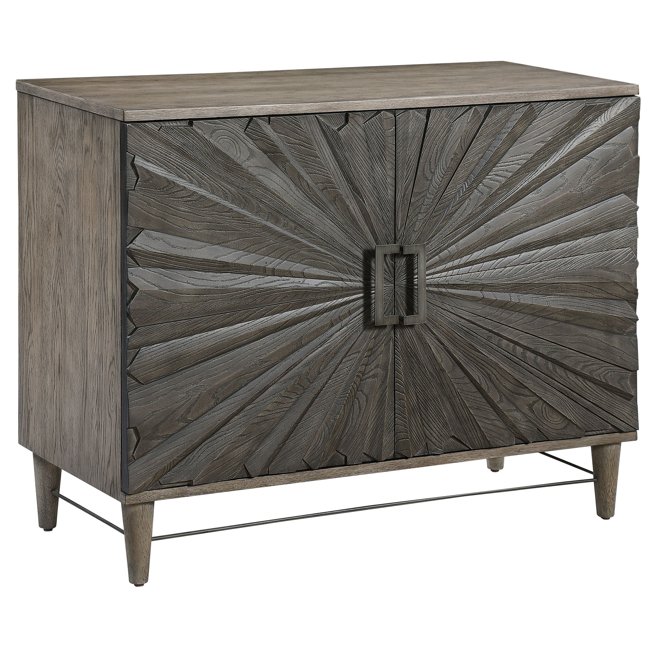 2 Door Cabinet: Solid Wood Shield Gray Oak Cabinet with Soft Close Doors