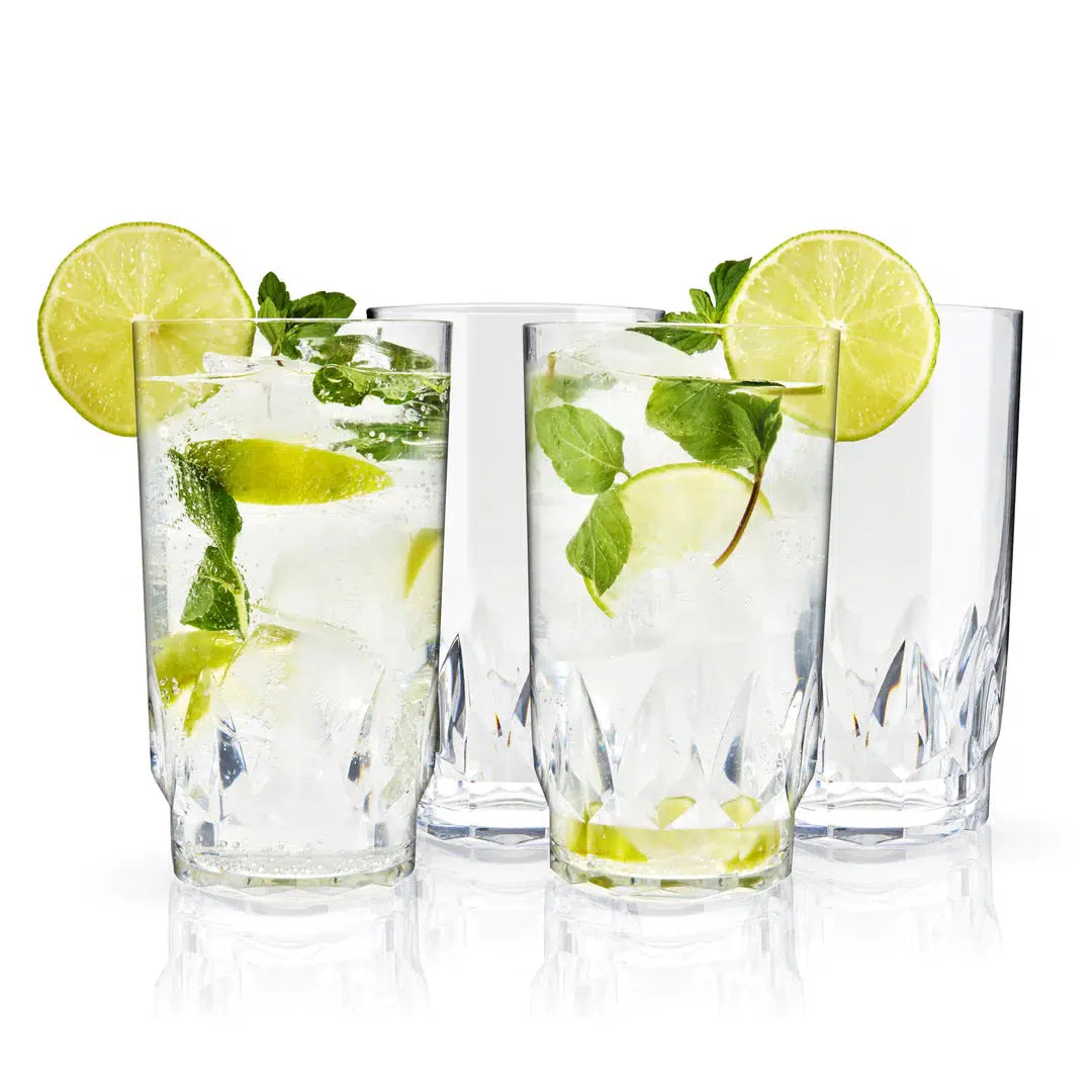 Bar & Glassware - Shatterproof Acrylic Highball Tumbler // Set of 4
