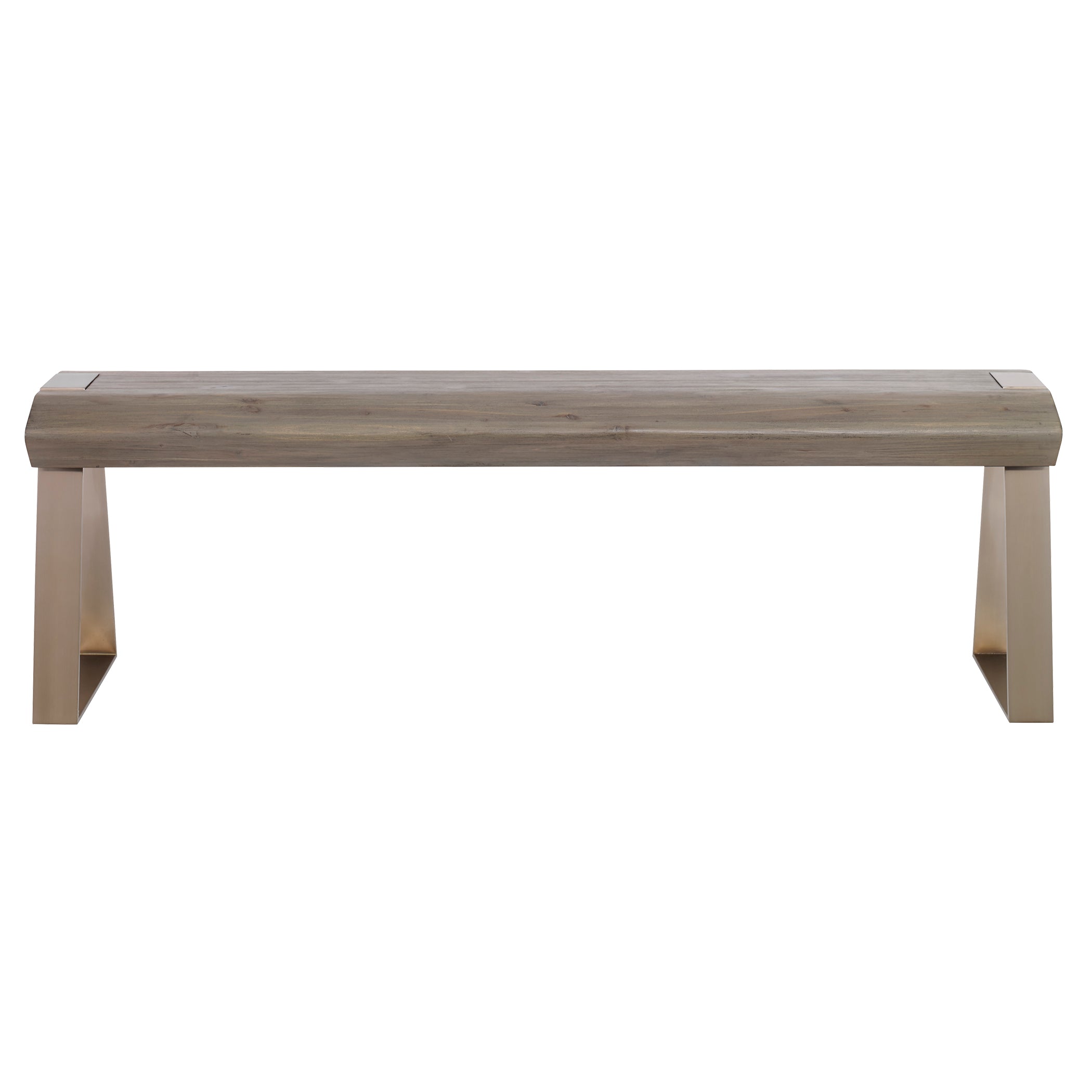Acacia Wood Bench in Light Gray | Contemporary Solid Wood Bench