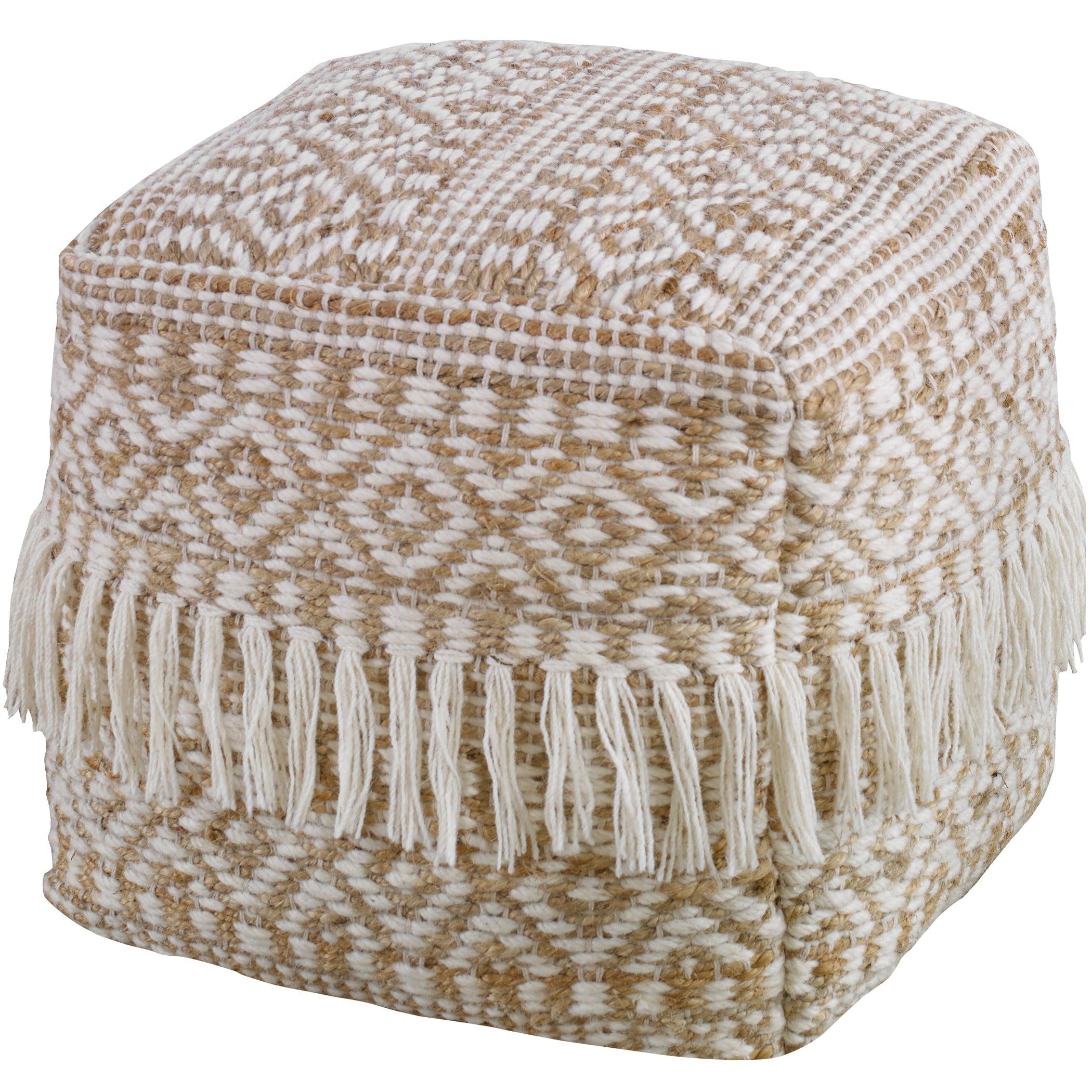 Bohemian Wool Pouf | Handwoven Home Decor | Transitional Design