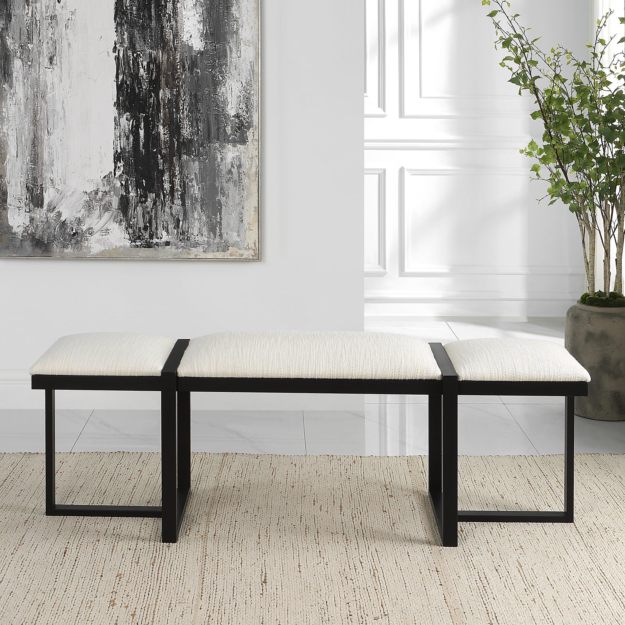 Modern Upholstered Bench | Triple Seat | Home Decor