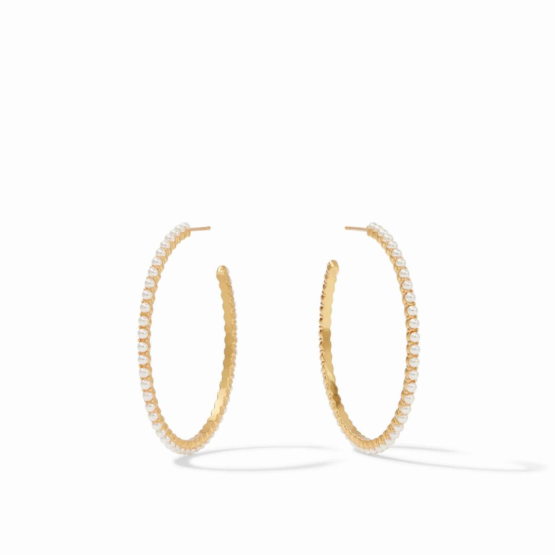 Pearl Hoop Earrings - Gold Plated - Julie Vos - Juliet Pearl Hoop ...