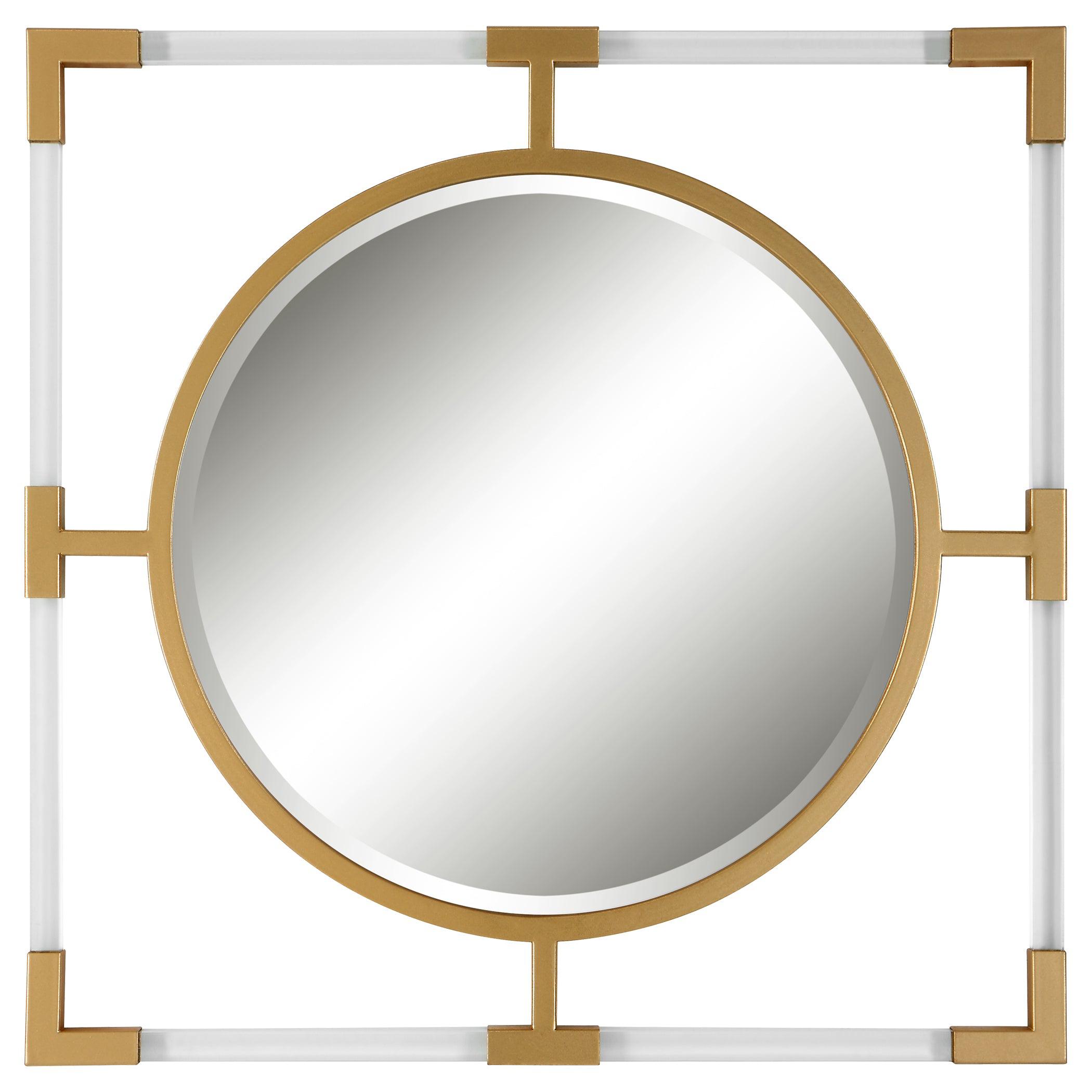 Balkan Small Gold Mirror - Modern Beveled Mirror with Gold Leaf Frame