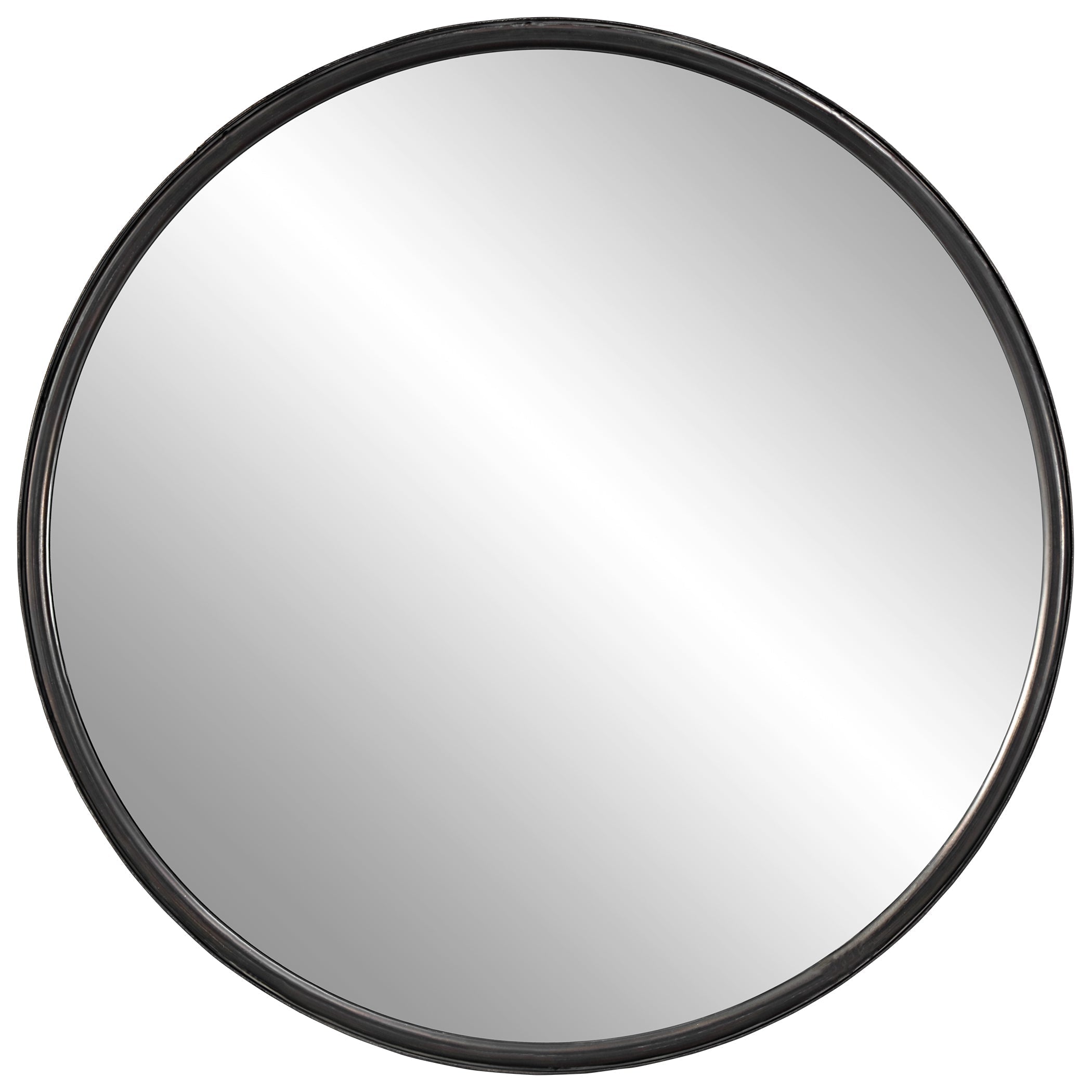 Dawsyn Round Mirror: Aged Black, Iron Band, Transitional Home Decor