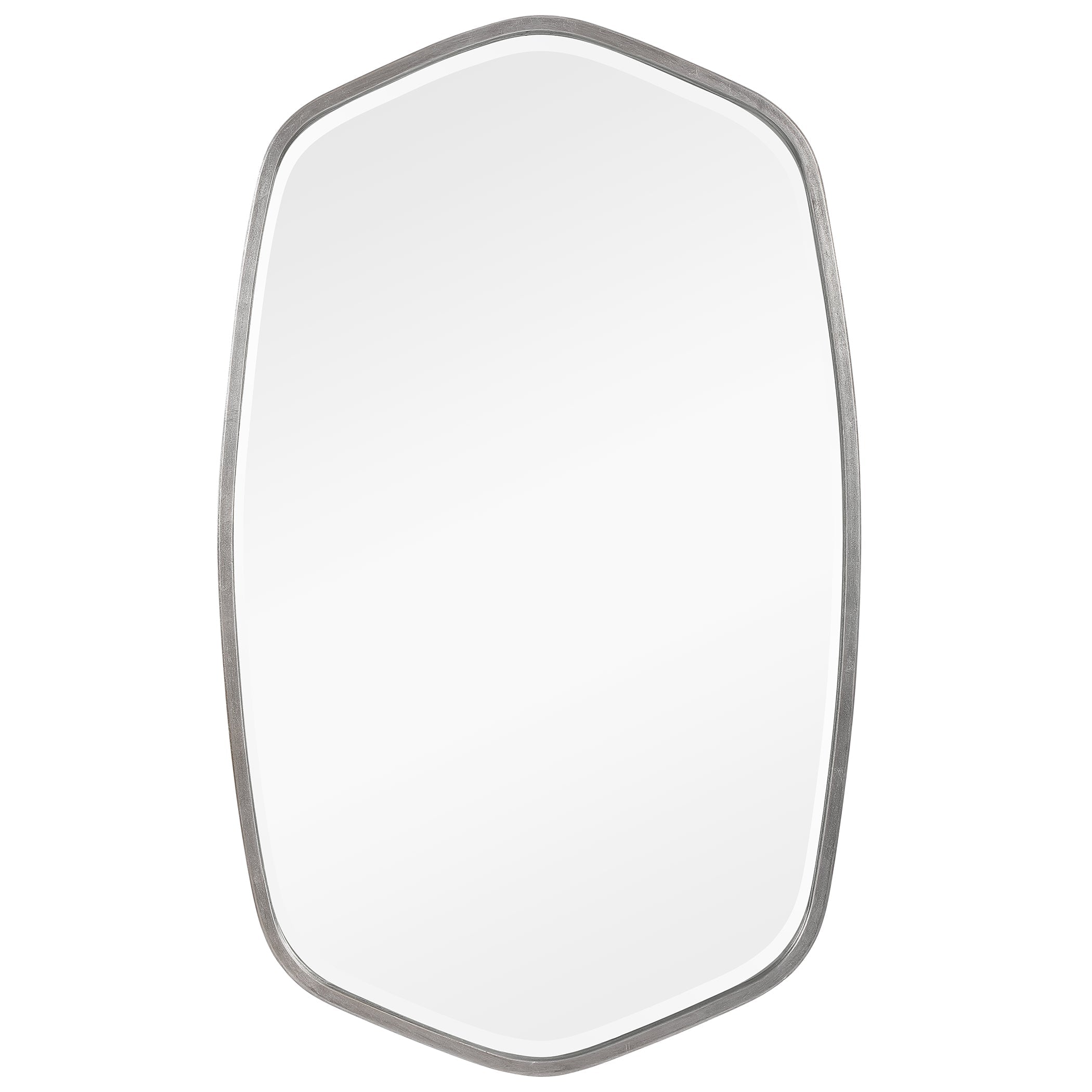 Elegant Brushed Silver Mirror | Unique Shaped Home Decor