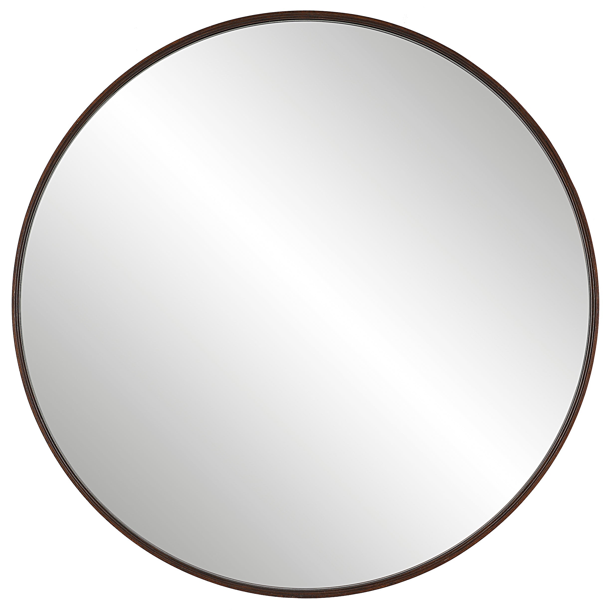 Round Mirror: Eden Mahogany Mirror with Cypress Wood Frame