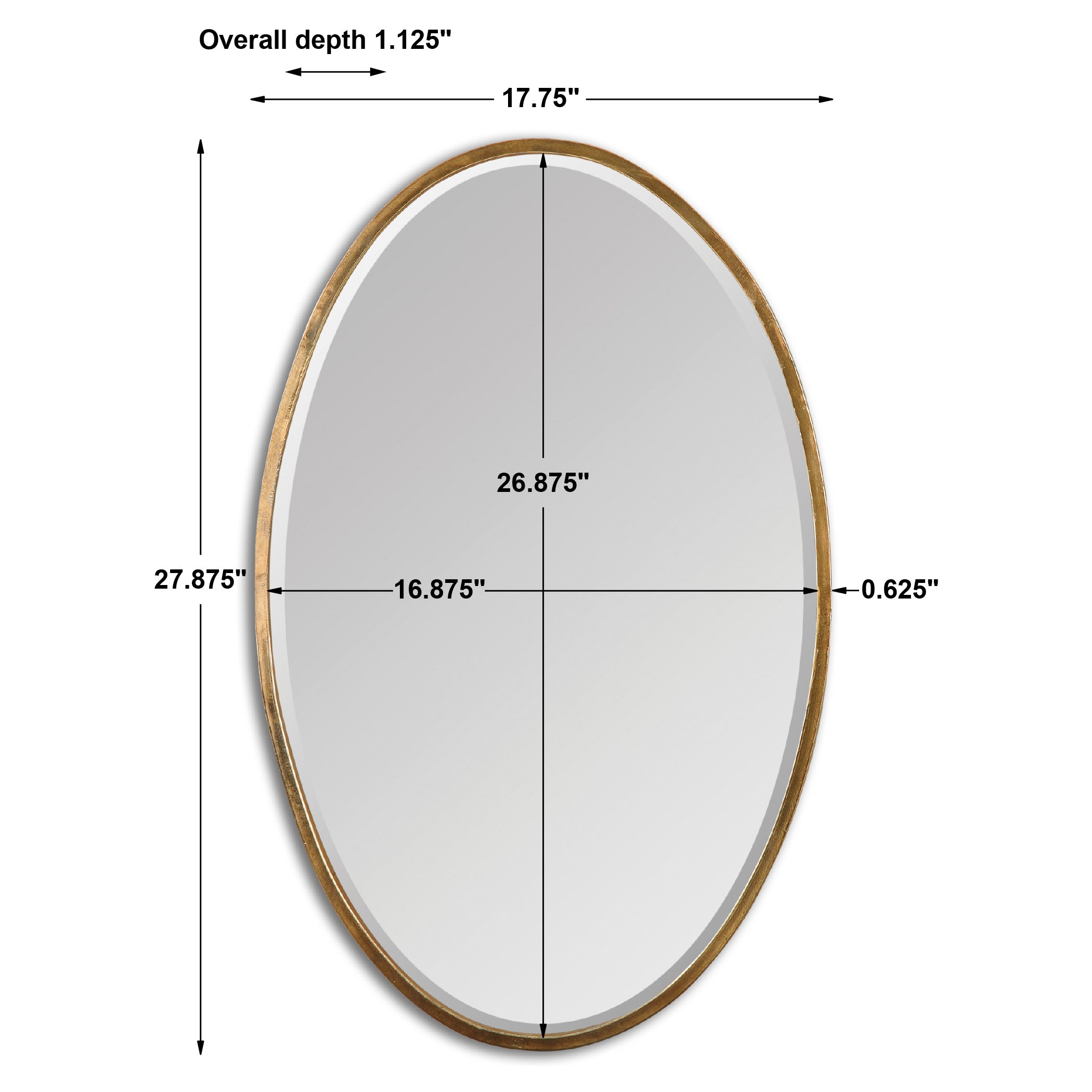 Uttermost Herleva Gold Oval Mirror - Hand Forged, Antiqued Gold Frame