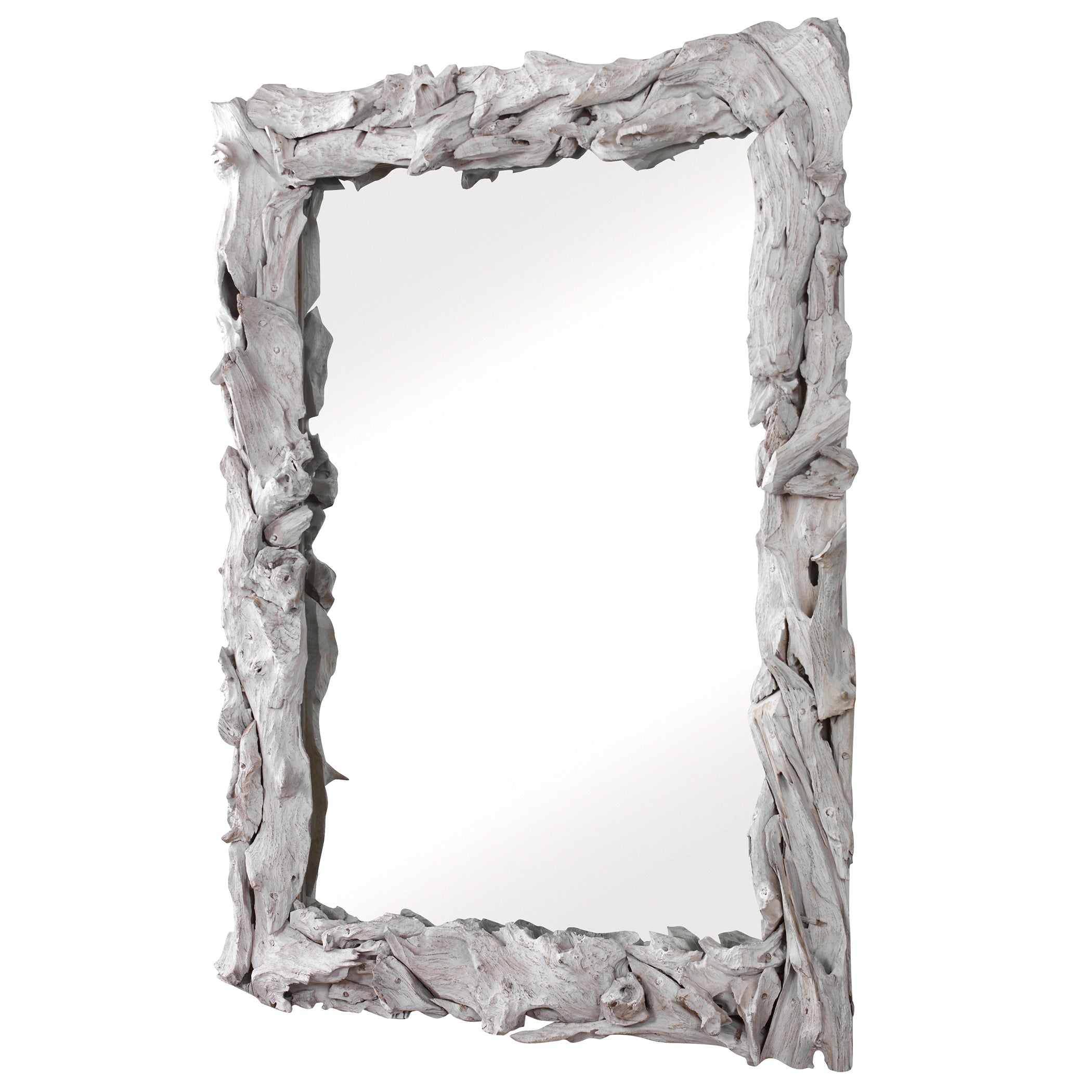 Rustic Whitewash Teak Mirror | Natural Wood | Handcrafted