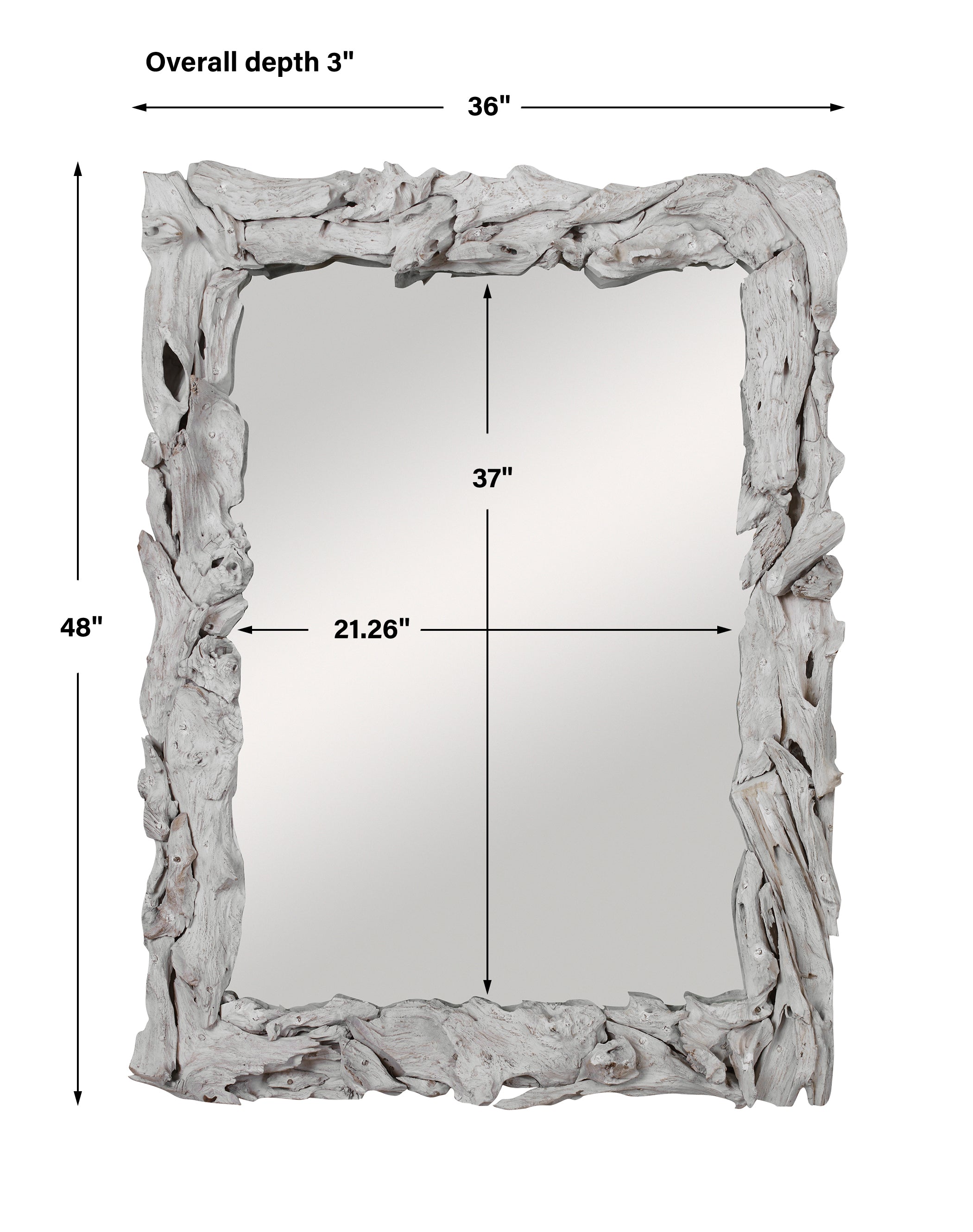 Rustic Whitewash Teak Mirror | Natural Wood | Handcrafted