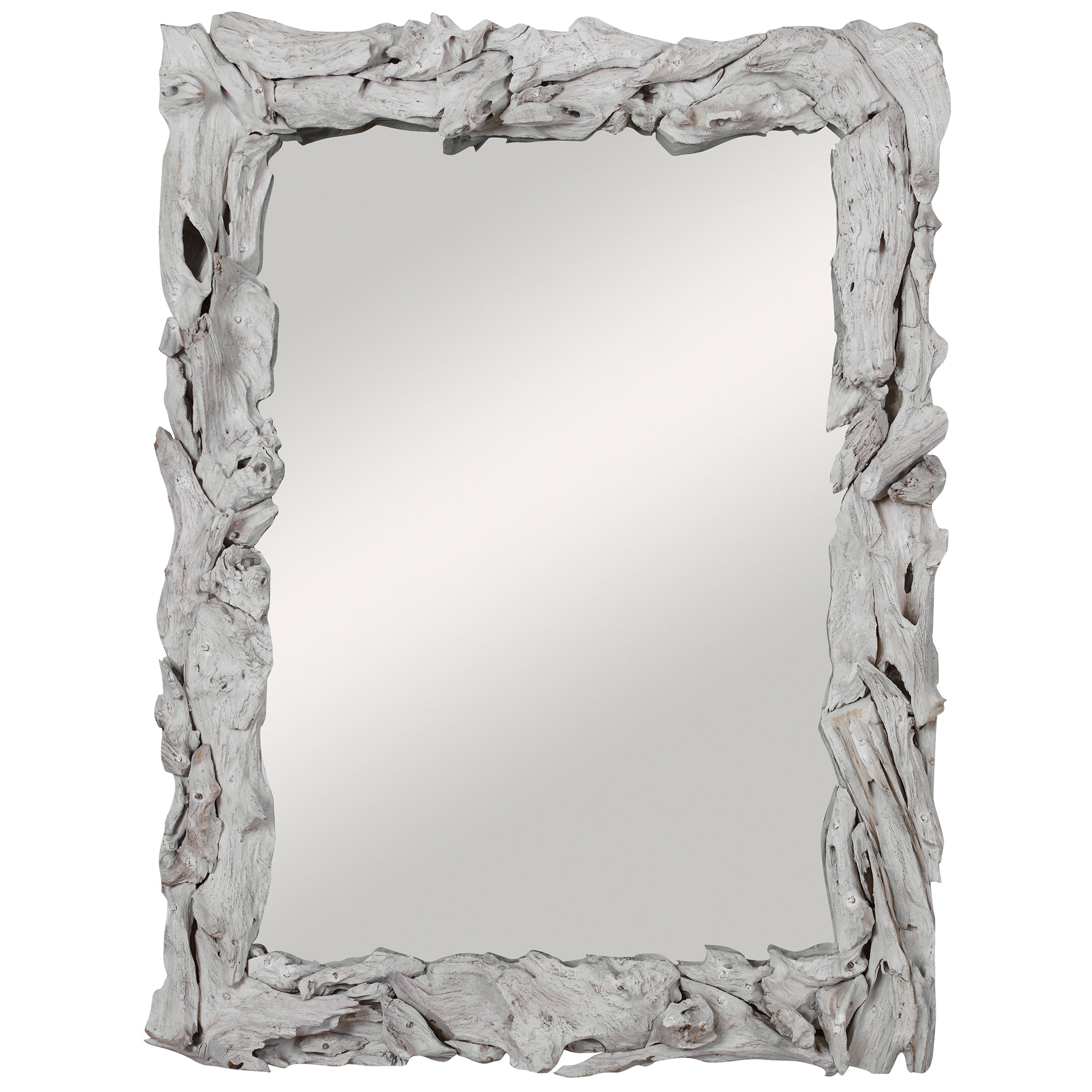 Rustic Whitewash Teak Mirror | Natural Wood | Handcrafted