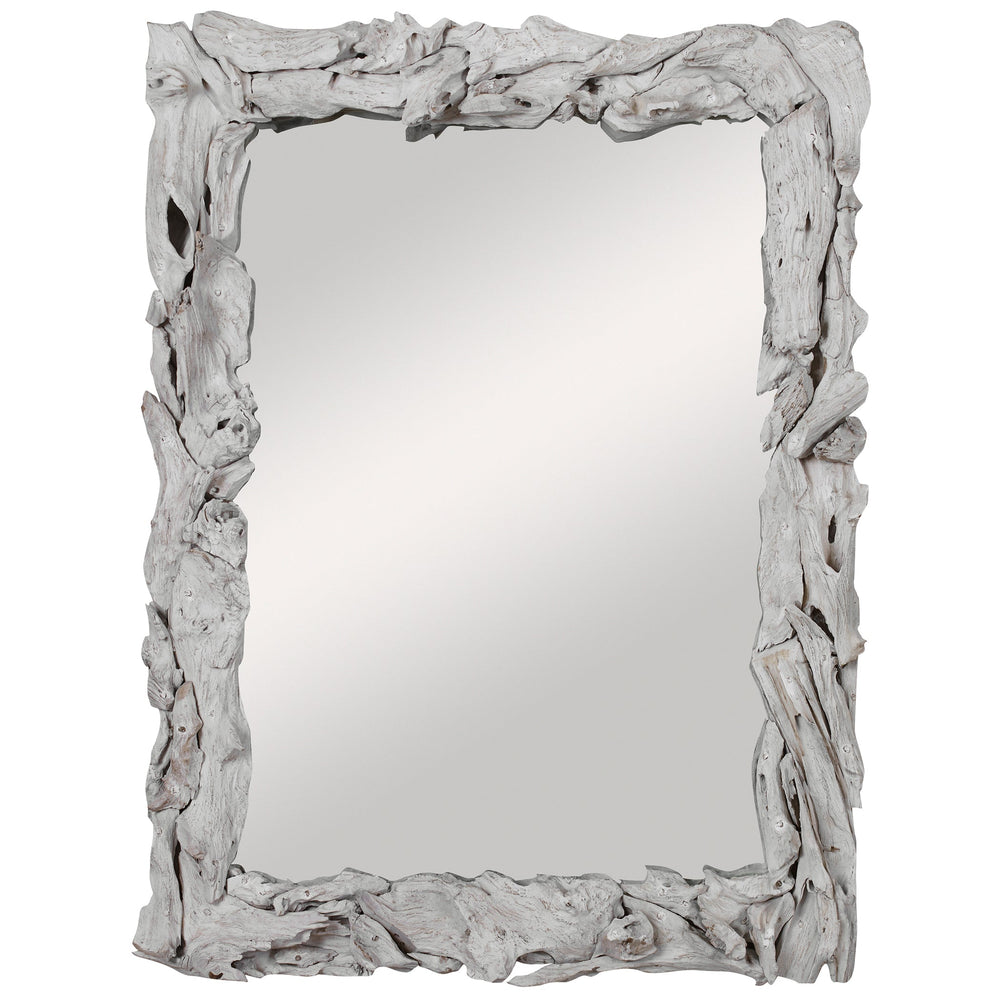 Rustic Whitewash Teak Mirror | Natural Wood | Handcrafted