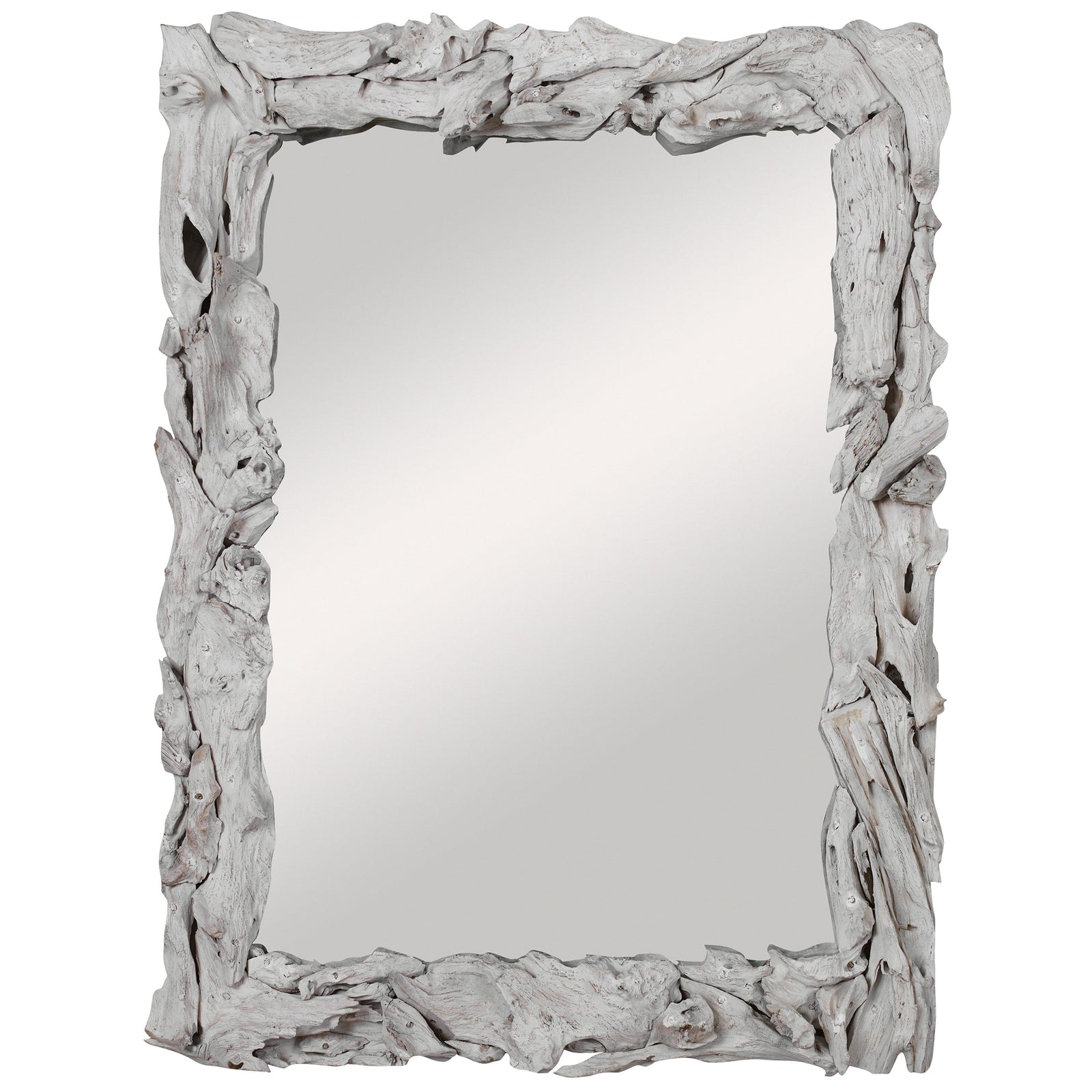 Rustic Whitewash Teak Mirror | Natural Wood | Handcrafted