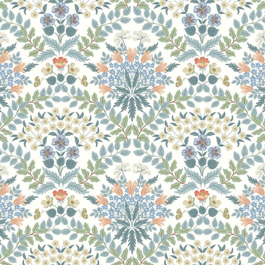 Trendy White & Green Bramble Wallpaper - Home Decor