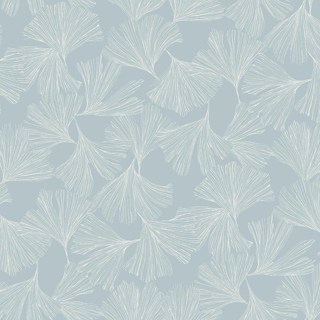 Luxury Blue Wallpaper | Botanical Gingko Toss Design | Easy to Hang
