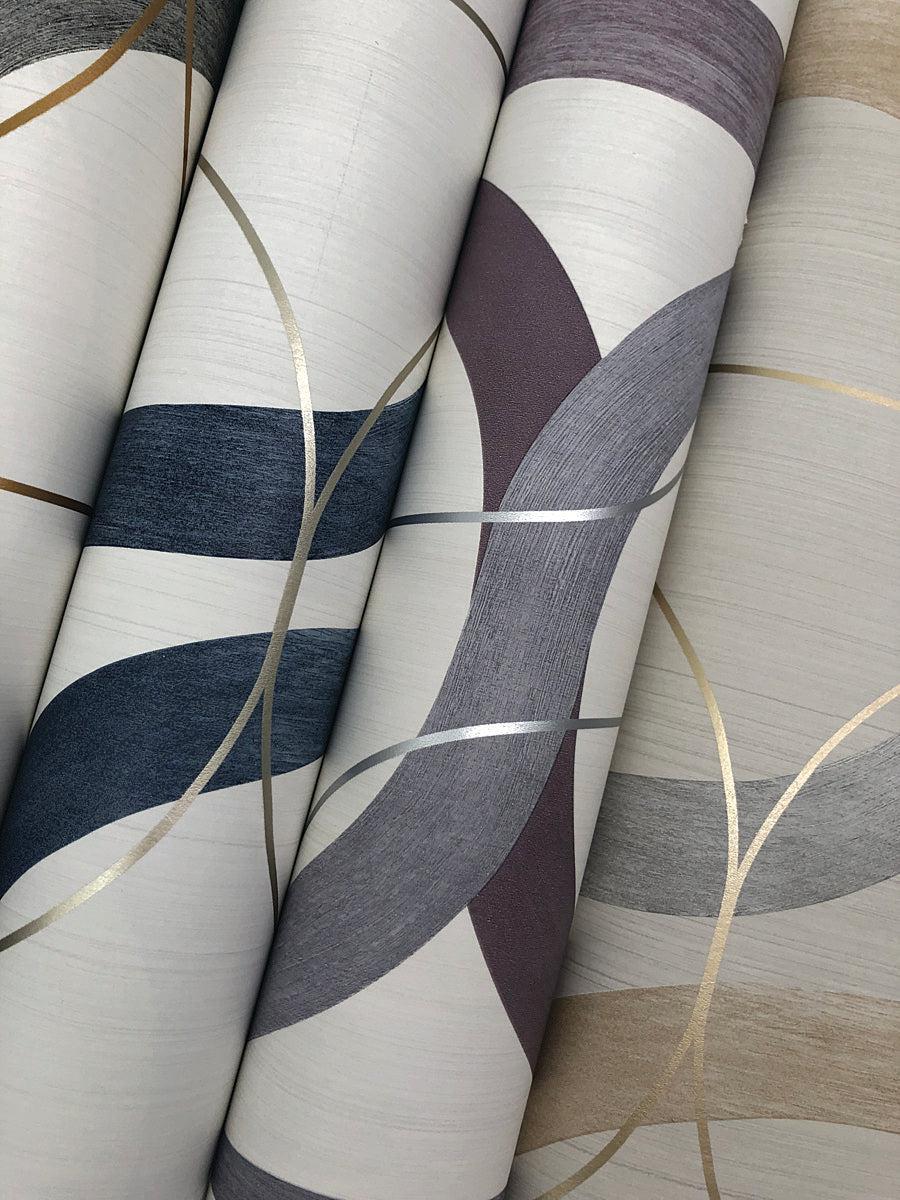 Designer Black and Gold Wallpaper | Modern Interlock Design