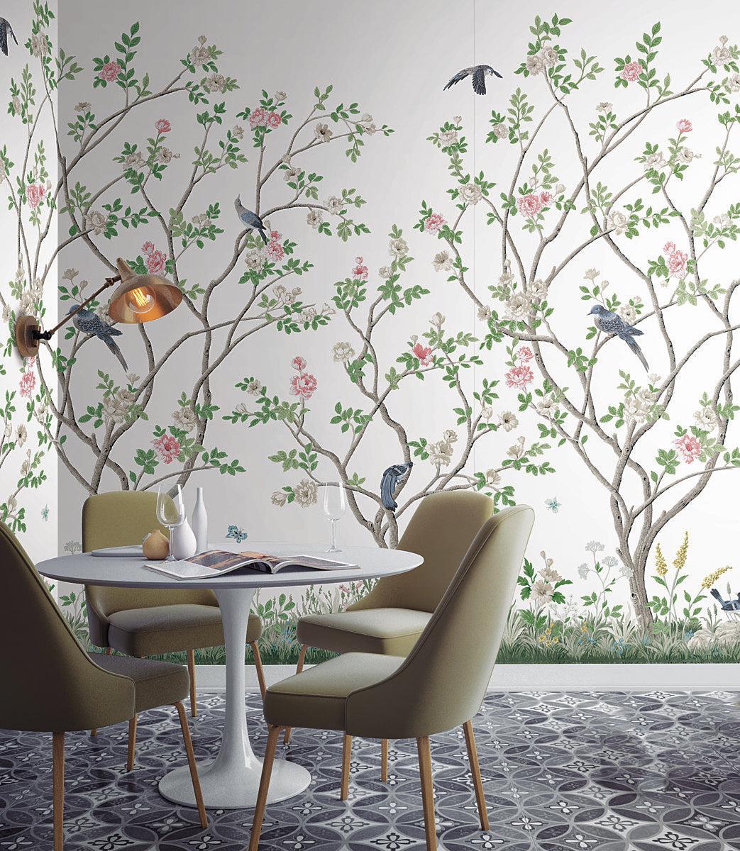 Wallpaper - Lingering Garden Wall Mural Sample // White - 8 x 10