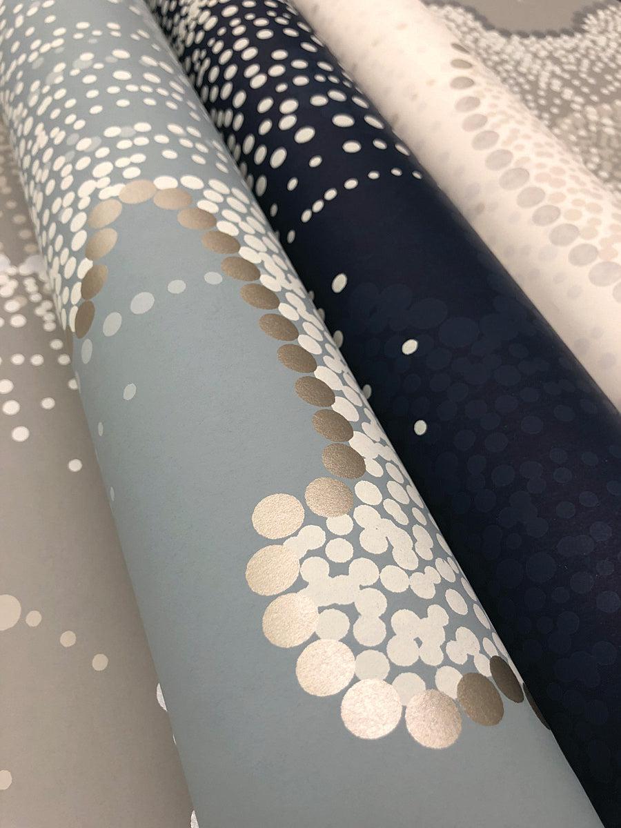 Floral Modern Wallpaper in Grey - Moonlight Pearls Design by Candice Olson