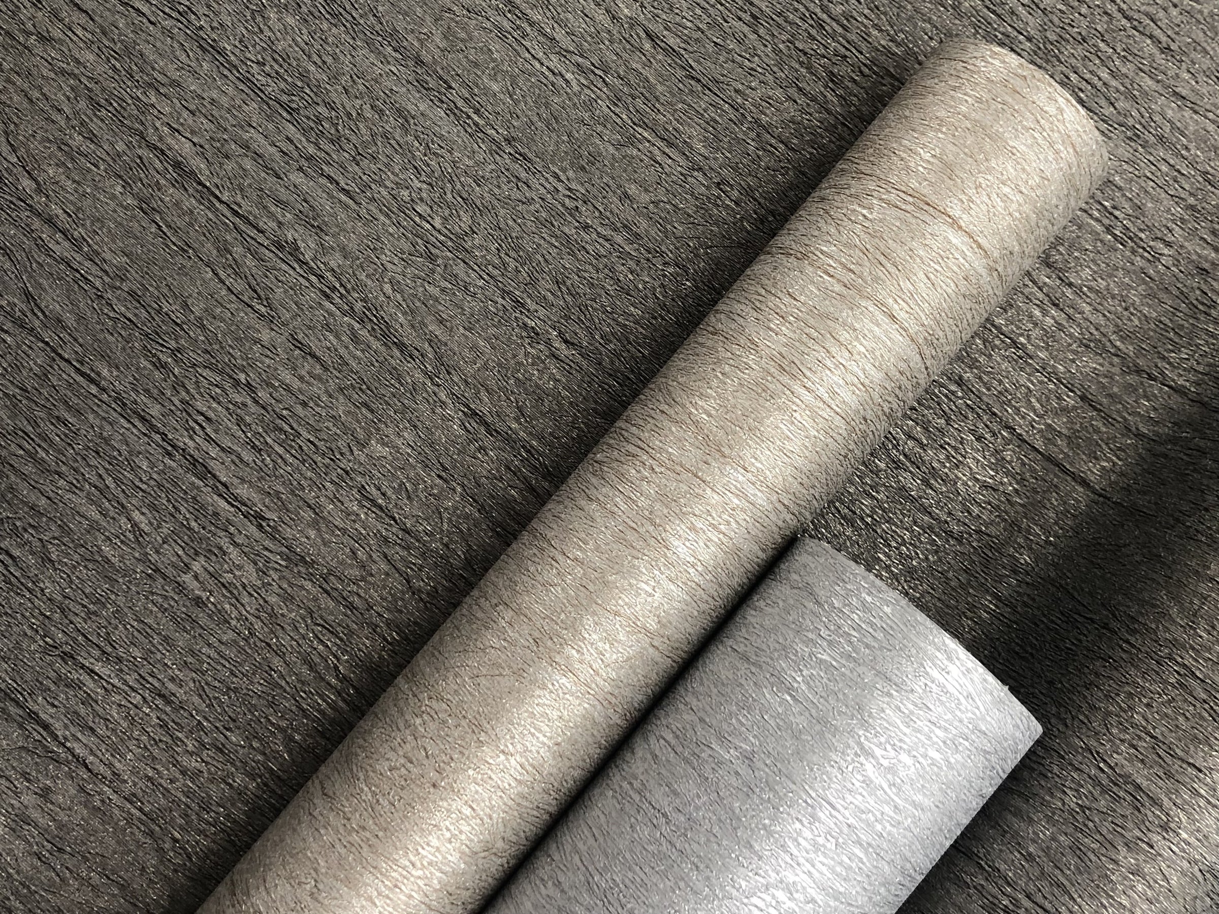Metallic Wallpaper - Natural Texture in Silver & Brown | Home Decor