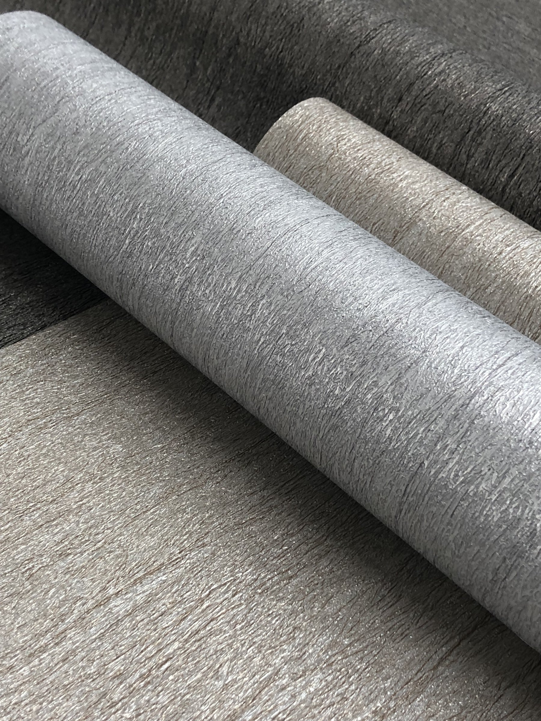 Metallic Wallpaper - Natural Texture in Silver & Brown | Home Decor