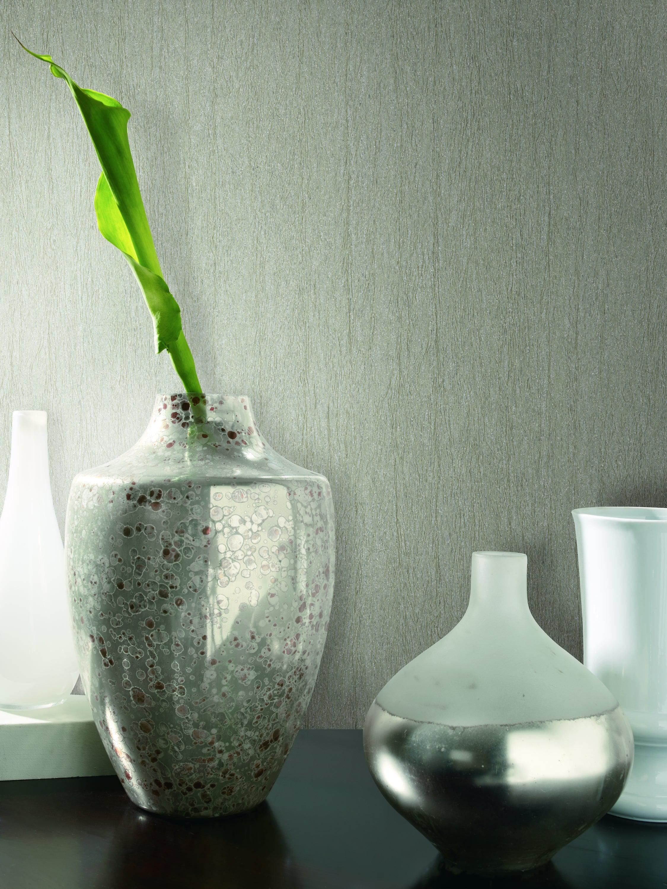 Metallic Wallpaper - Natural Texture in Silver & Brown | Home Decor