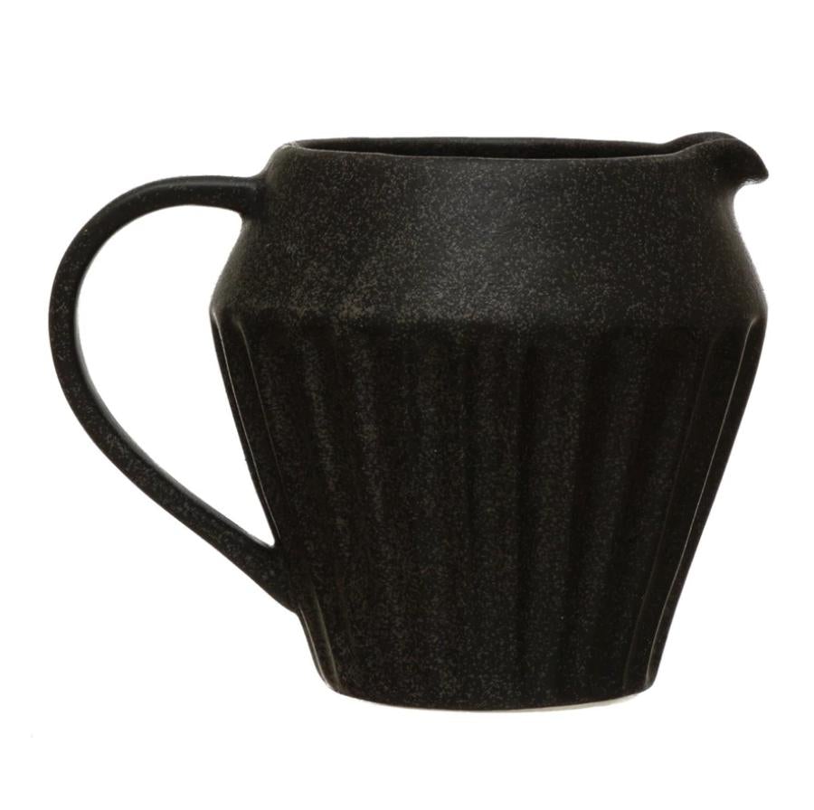 Serving Pitchers & Carafes - Black Stoneware Pitcher with Glaze