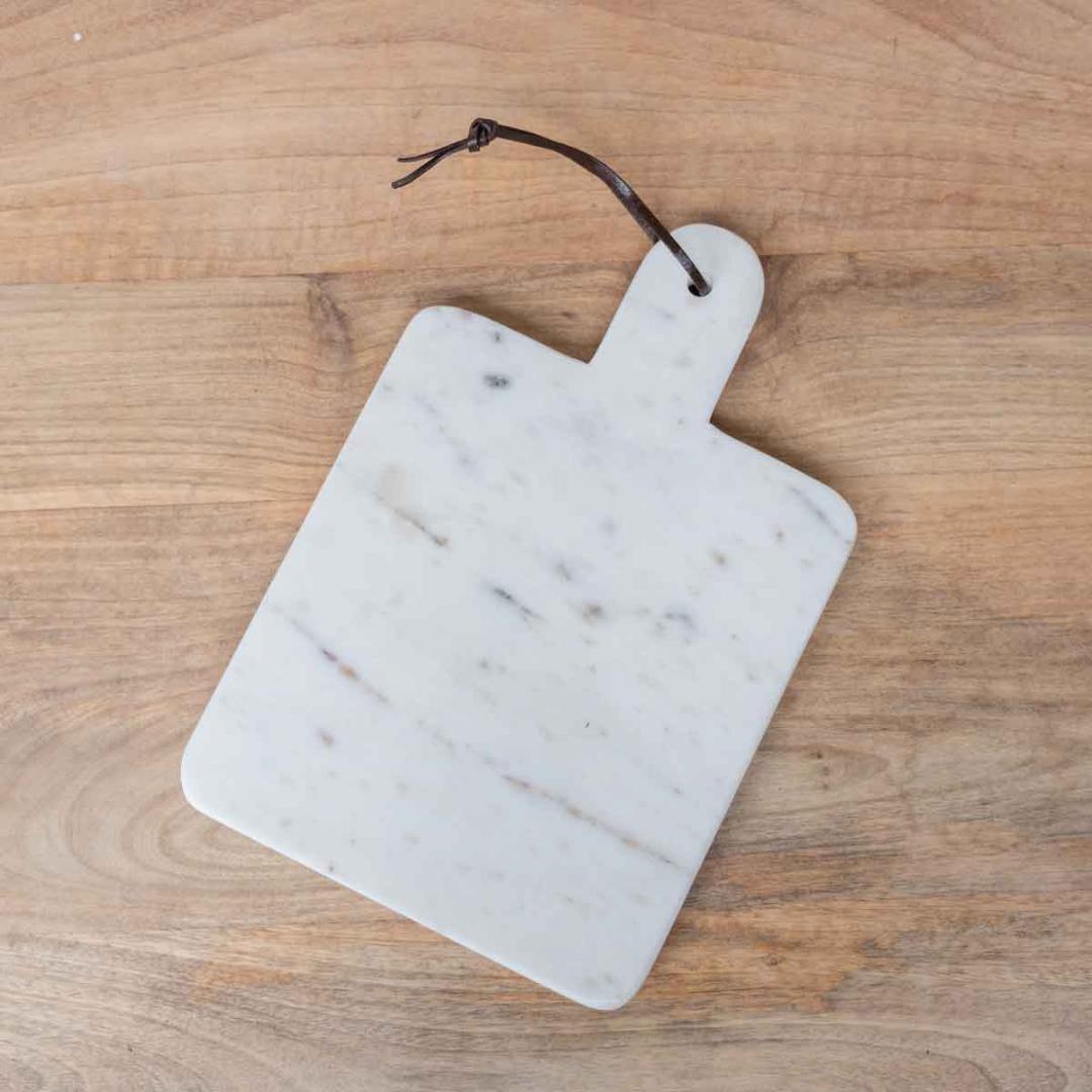Servingware - Carrara Marble Fleur De Lis Etched Paddle Serving Board