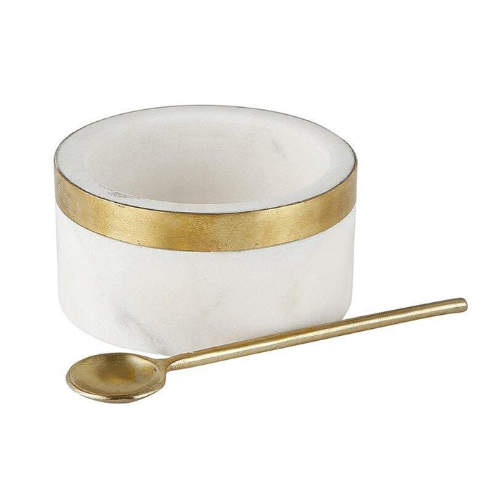 Servingware - Marble & Brass Bowl & Spoon Set